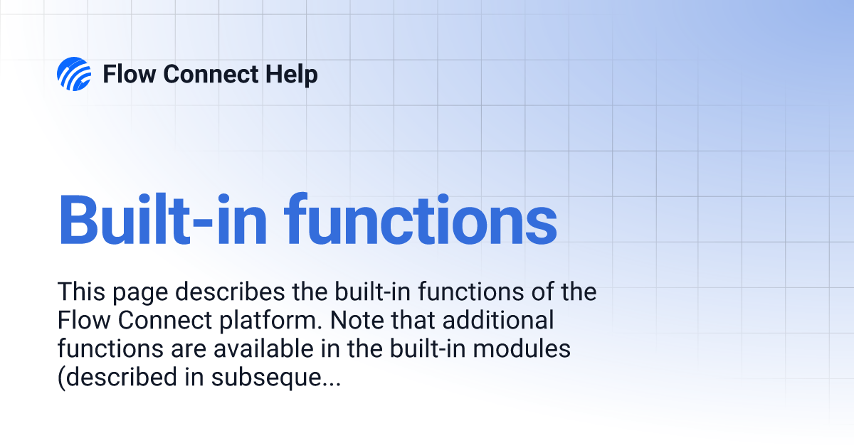 Built-in functions | Flow Connect Help