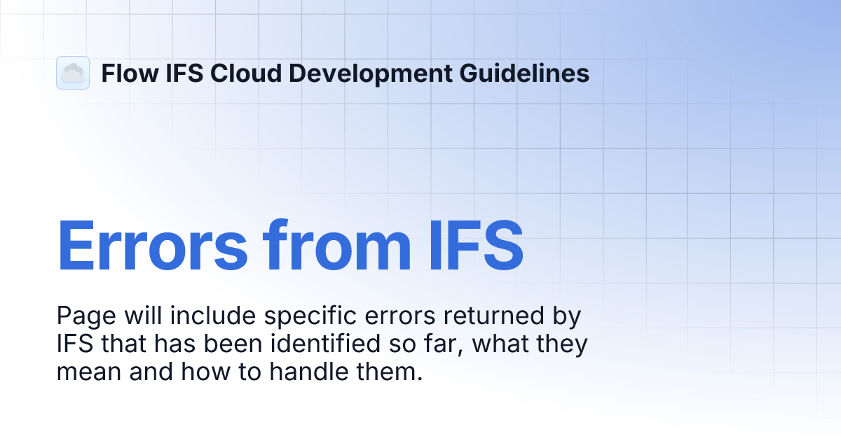 Errors from IFS | Flow IFS Cloud Development Guidelines